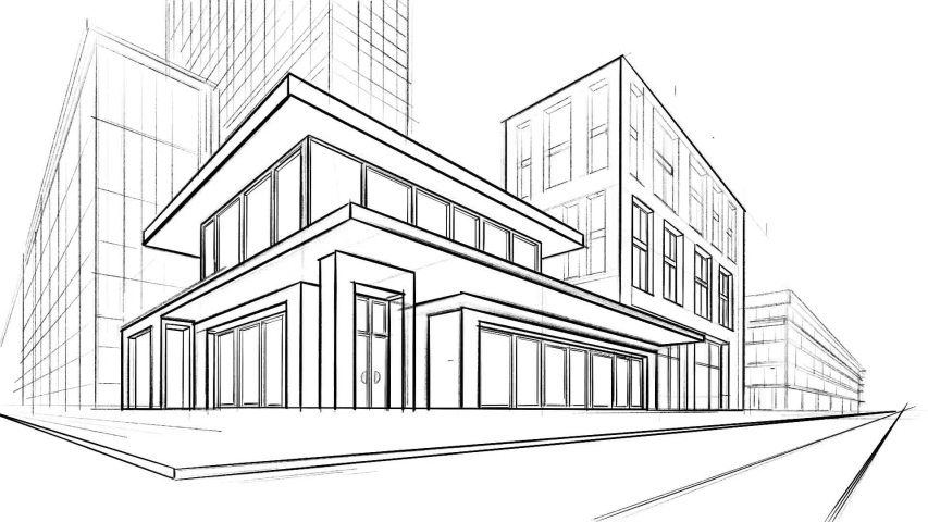 Architectural Animated Hand Drawn Sketch 스톡 동영상 비디오(100% 로열티 프리 ...