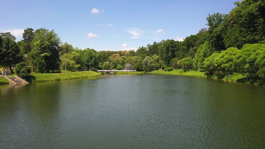 Aerial View of Pond and Stock Footage Video (100% Royalty-free ...