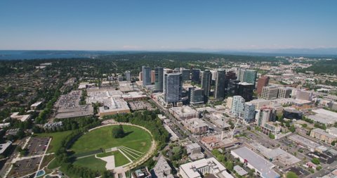 Epic Aerial View Bellevue Washington Downtown Stock Footage Video (100% ...