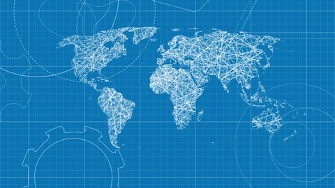 Blueprint World Maps Art Stock Footage Video (100% Royalty-free ...