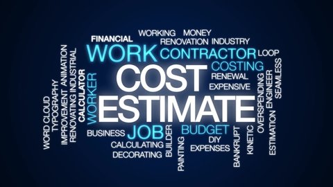 Cost Estimate Animated Word Cloud Kinetic Stock Footage Video (100% ...
