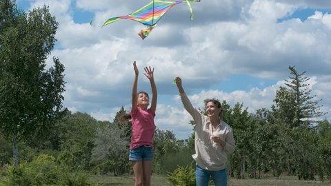 Parent Kid Kite Mother Holds Her Stock Footage Video (100% Royalty-free ...