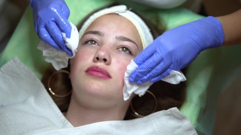 Young Woman Has Skin Cleanse Professional Stock Footage Video (100% ...