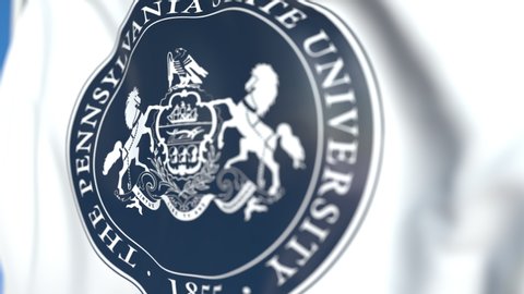 Waving Flag Penn State University Emblem Stock Footage Video (100% ...