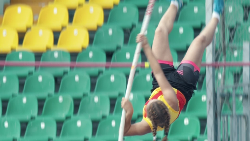 Woman Pole Vaulting over the bar image - Free stock photo - Public ...
