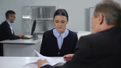 Angry Boss Screaming Crying Unqualified Female Stock Footage Video (100 ...