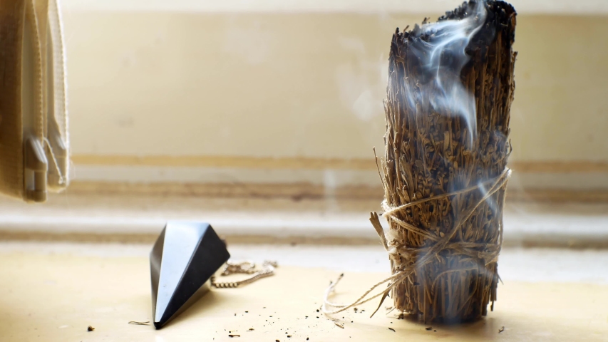 Fragrant Cleansing Smudge Stick Smoke Stock Footage Video (100% Royalty ...