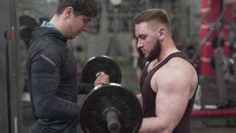 Team Physical Work Bodybuilders Lifting Barbell Stock Footage Video ...