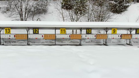 Biathlon Panorama Targets Shooting During Biathlon Stock Footage Video ...