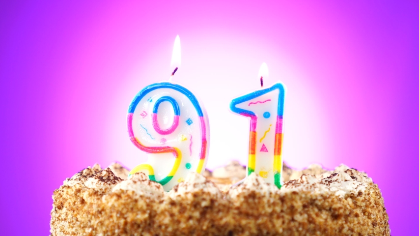 birthday cake burning candle number 91 Stock Footage Video (100% ...