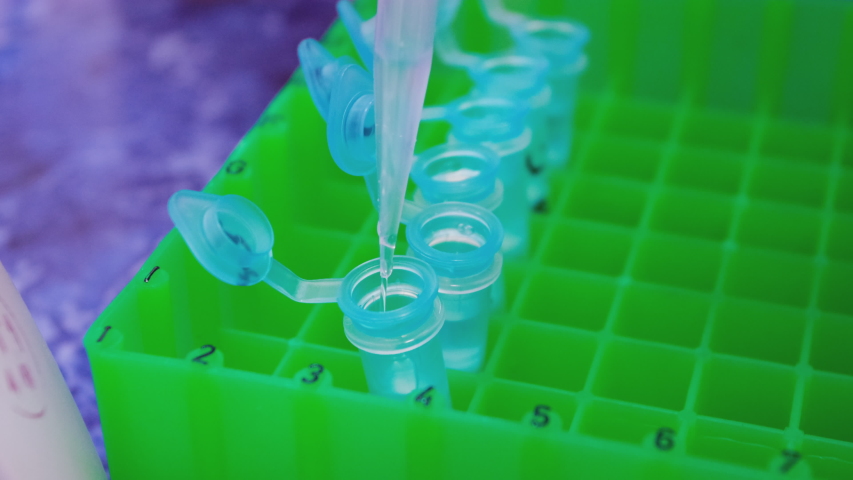 Closeup Liquid Dna Added Small Tube Stock Footage Video (100% Royalty ...