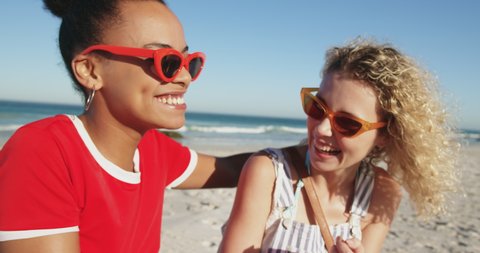 Close Side View Two Female Friends Stock Footage Video (100% Royalty ...