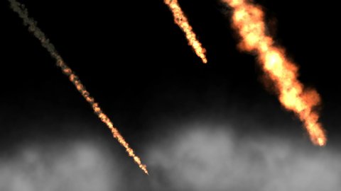 animation meteorite falling through atmosphere burning Stock Footage ...