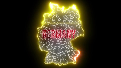 Germany Map Neon Light Creative Design Stock Footage Video (100% ...