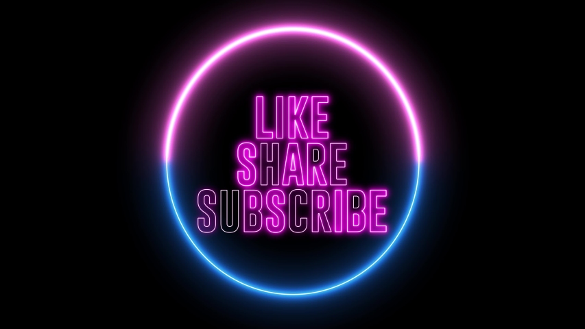text "like share subscribe" inside neon Stock Footage Video (100% ...