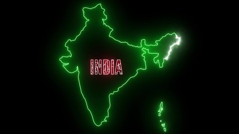 India Map Neon Lights Abstract Creative Stock Footage Video (100% ...