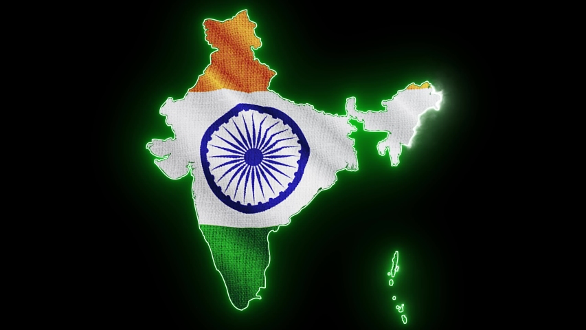 india map neon lights abstract creative Stock Footage Video (100% ...
