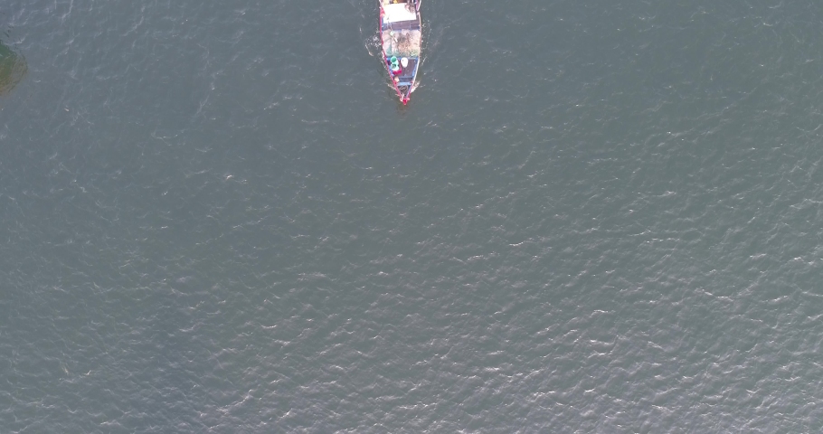 Top View Aerial View Fishing Ship Stock Footage Video (100% Royalty ...