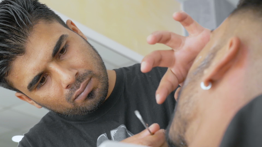 Beard Cut Straight Razor Closeup Handsome Stock Footage Video (100% ...