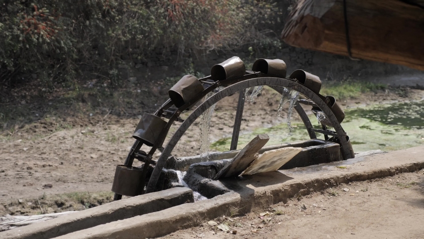 water wheel well powered by bull Stock Footage Video (100% Royalty-free ...