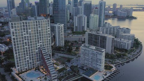 Aerial Downtown Miami Condominium High Rise Stock Footage Video (100% ...