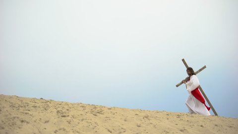 Personification Jesus Christ Carrying Heavy Cross Stock Photo (Edit Now ...