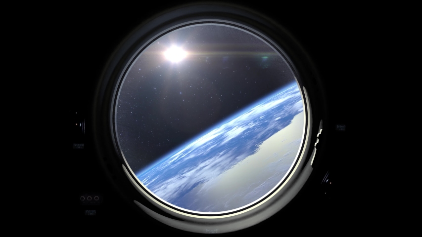 view earth through porthole spaceship international Stock Footage Video ...