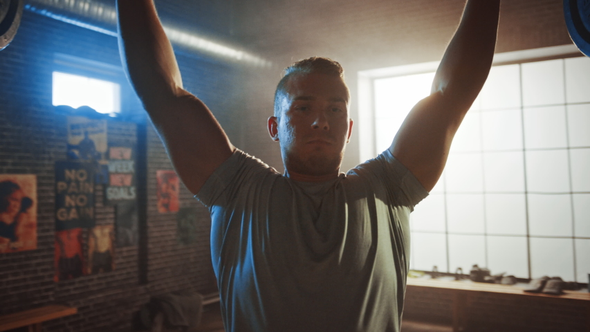 Handsome Muscular Man Does Overhead Stock Footage Video (100% Royalty ...