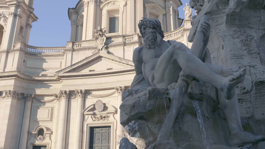 statue zeus bernini's fountain four rivers Stock Footage Video (100% ...