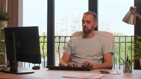 Office Employee Typing On Computer Keyboard Stock Footage Video (100% ...