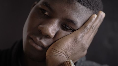 Pensive Sad Lonely Young Black African Stock Footage Video (100% ...