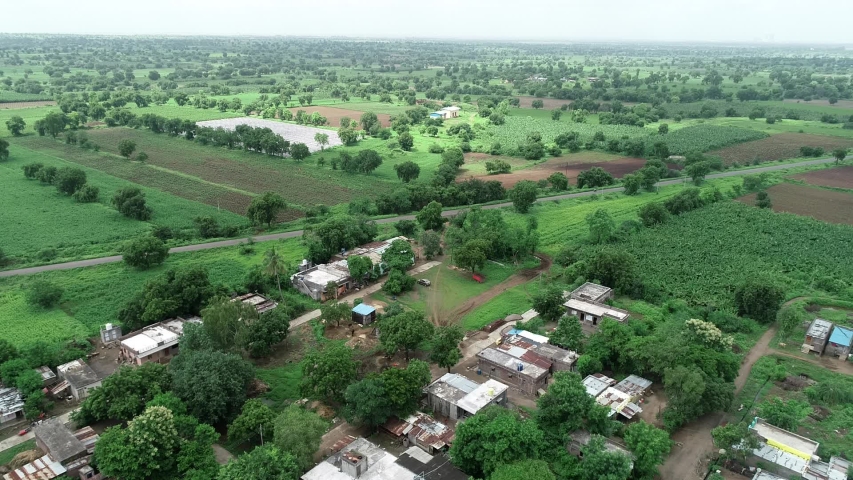 Aerial View of Indian Agricultural Stock Footage Video (100% Royalty ...