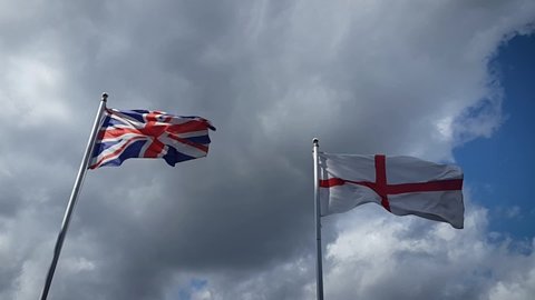 Fluttering Union Jack England Flag On Stock Footage Video (100% Royalty ...