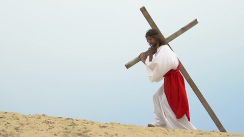 Personification Jesus Christ Carrying Heavy Cross Stock Photo (Edit Now ...