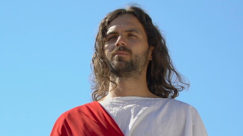 Jesus Raising Hands Heaven Asking Father Stock Footage Video (100% ...