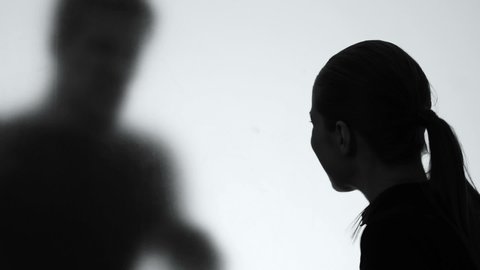 Silhouette Couple Arguing Through Glass Wall Stock Footage Video (100% ...