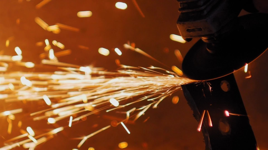 Sparks Flying Angle Grinder When Cutting Stock Footage Video (100% ...