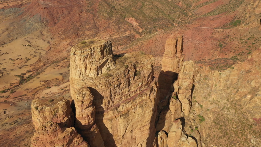 tilting drone shot steep mountain cliff Stock Footage Video (100% ...