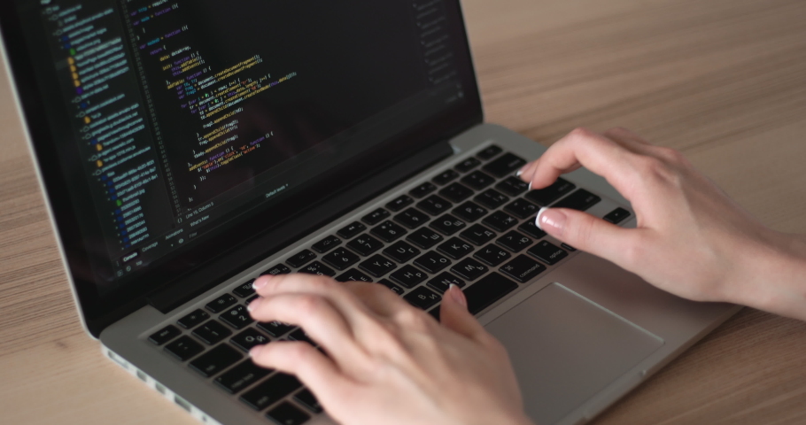 closeup coding on screen woman hands Stock Footage Video (100% Royalty ...