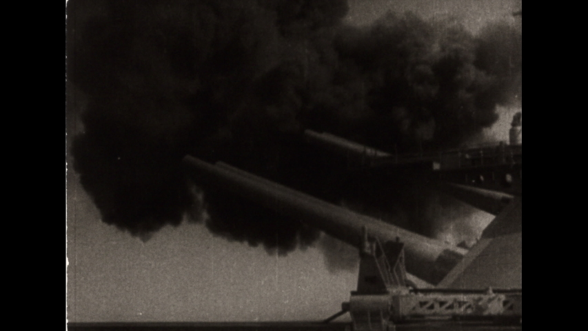 1940s ship guns firing men loading Stock Footage Video (100% Royalty ...