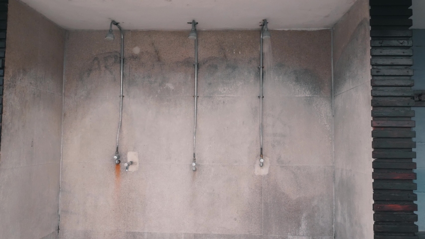 public beach shower section front side Stock Footage Video (100% ...