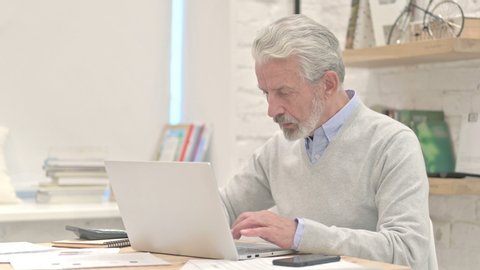 Old Man Typing On Laptop Work Stock Footage Video (100% Royalty-free ...