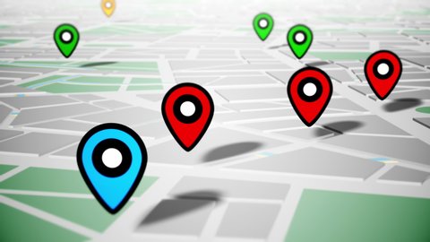 animation city map pin pointers gps Stock Footage Video (100% Royalty ...