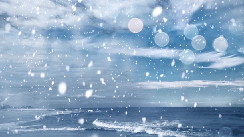 winter ocean snowfall on shore Stock Footage Video (100% Royalty-free ...
