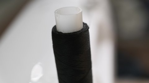 Spool Thread On Sewing Machine Unwound Stock Footage Video (100% ...