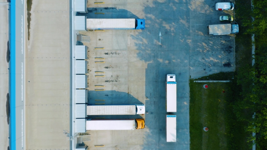 aerial top view semi-trailer truck travelling Stock Footage Video (100% ...