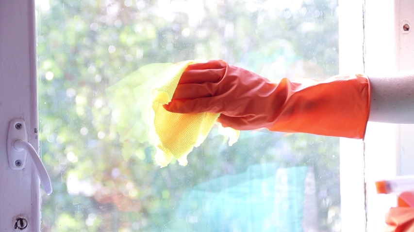 Washing Window House Cleaning Hand Rubber Stock Footage Video (100% ...