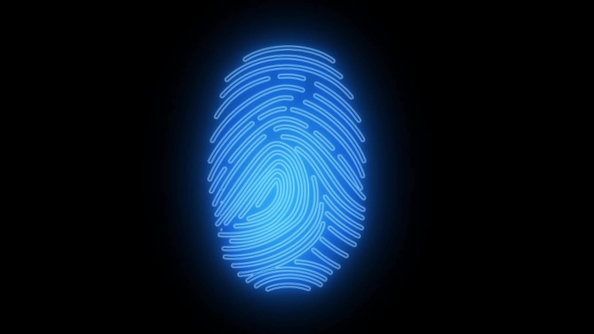 Blue Color Thumb Fingerprint Neon Lighting Stock Footage Video (100% ...