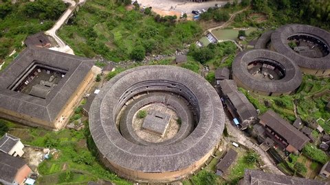 Traditional Earthen Tulou Chinese Huts Landmark Stock Footage Video ...
