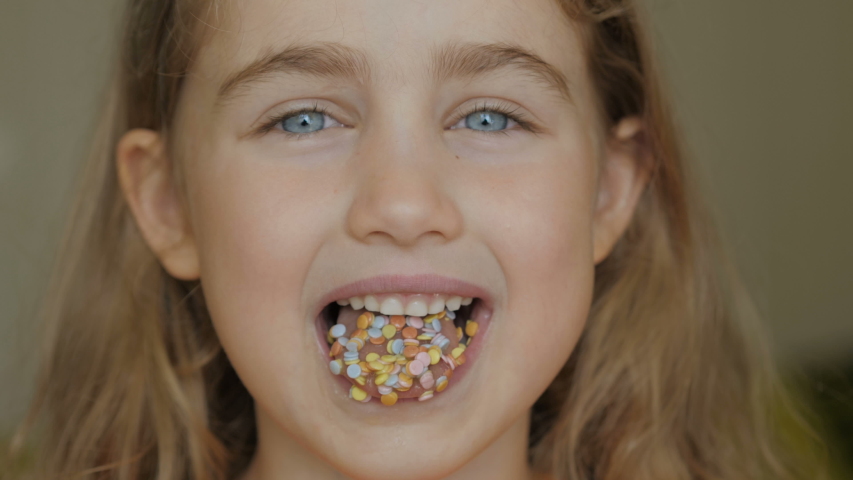 child smiling mouth full candy little Stock Footage Video (100% Royalty ...